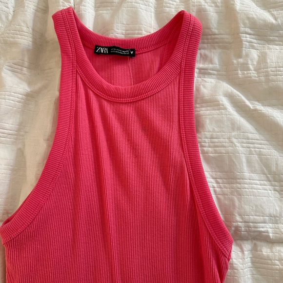 Zara | Dresses | Zara Hot Pink Ribbed Bodycon Dress | Poshmark